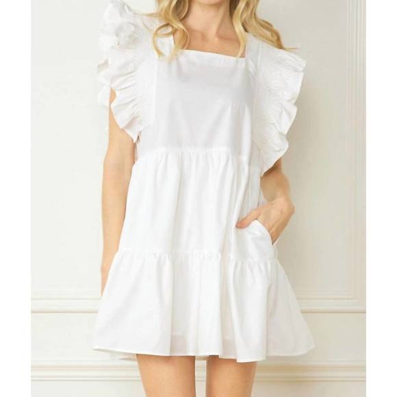 entro | Dresses | New Entro Square Ruffled Dress In White | Poshmark